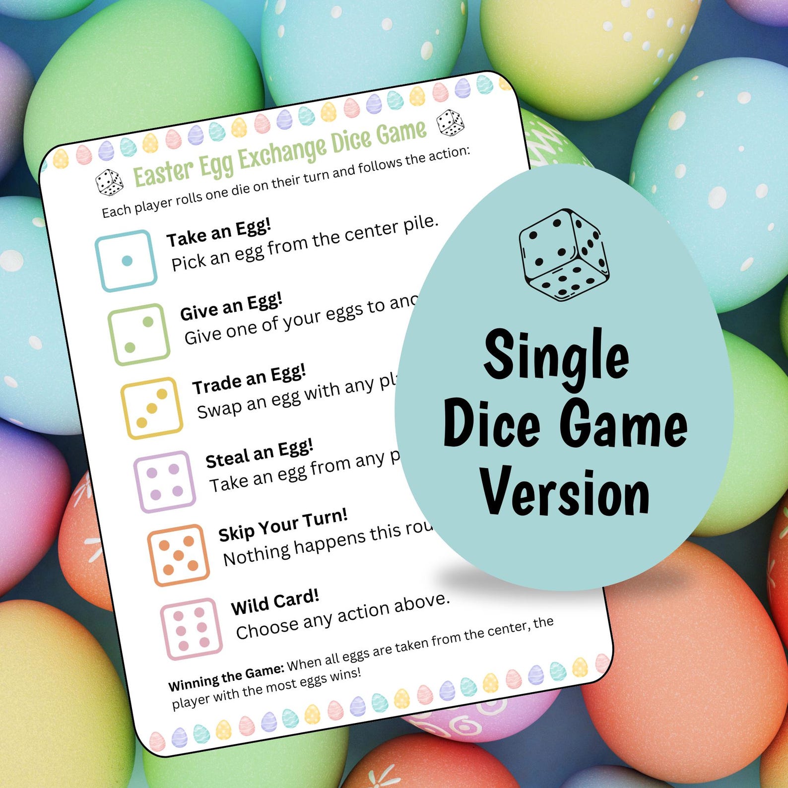 Easter Egg Exchange Dice Game | Printable Easter Game | Easter Party ...