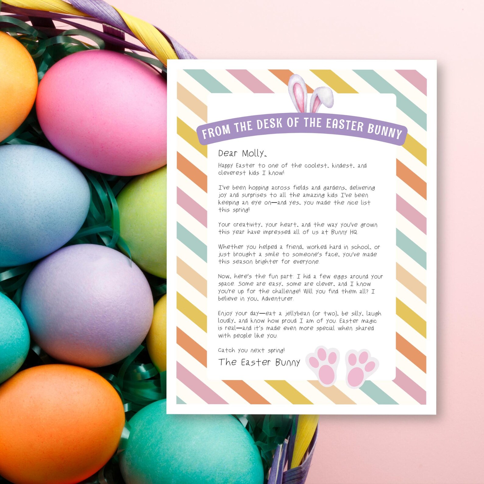 Editable Easter Bunny Letter Printable | Personalized Easter Bunny Note ...