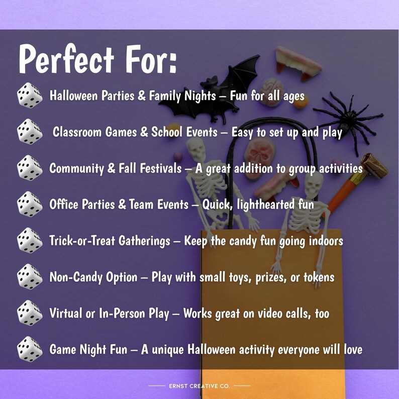 Halloween Candy Dice Game | Halloween Party Game Printable | Candy ...