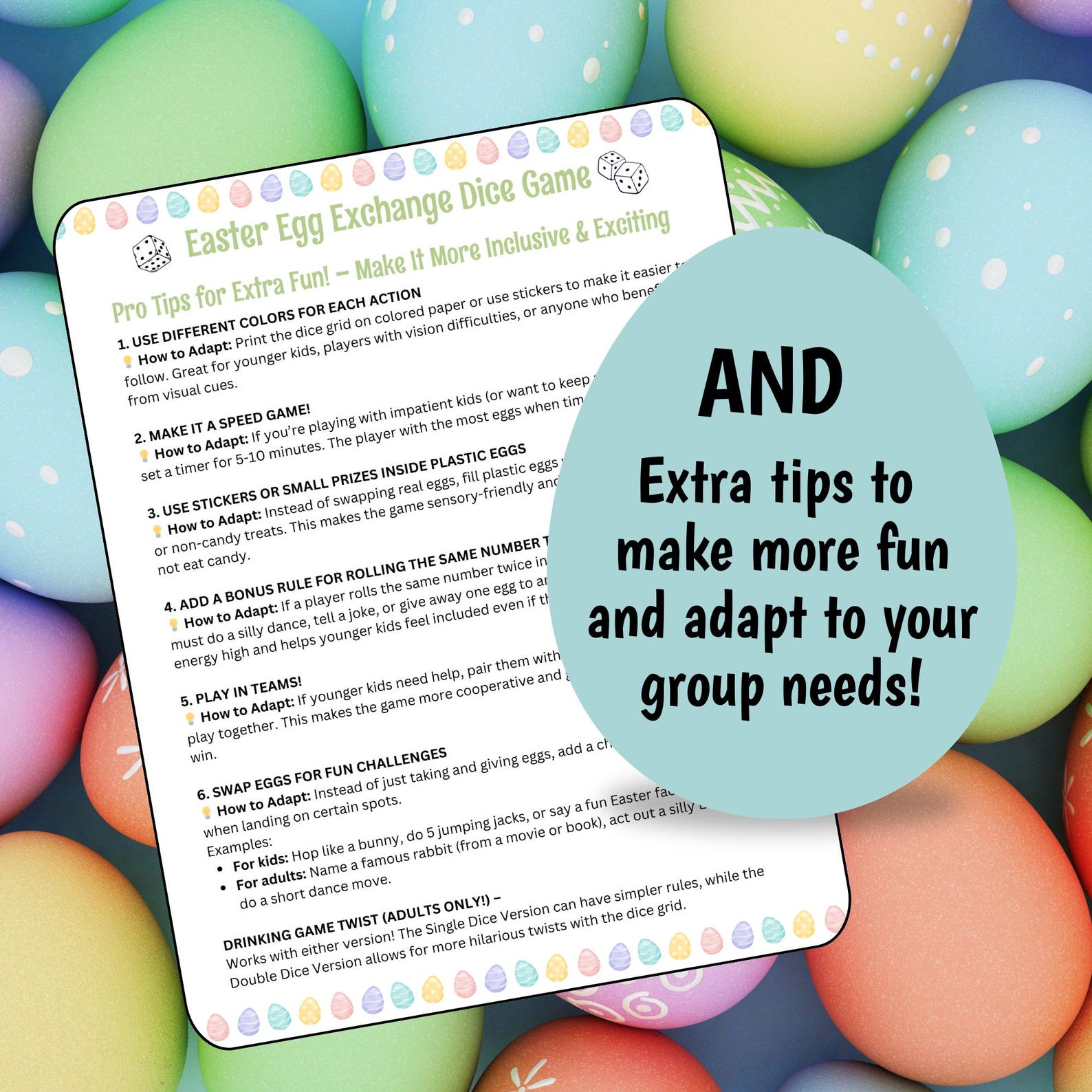 Easter Egg Exchange Dice Game | Printable Easter Game | Easter Party ...