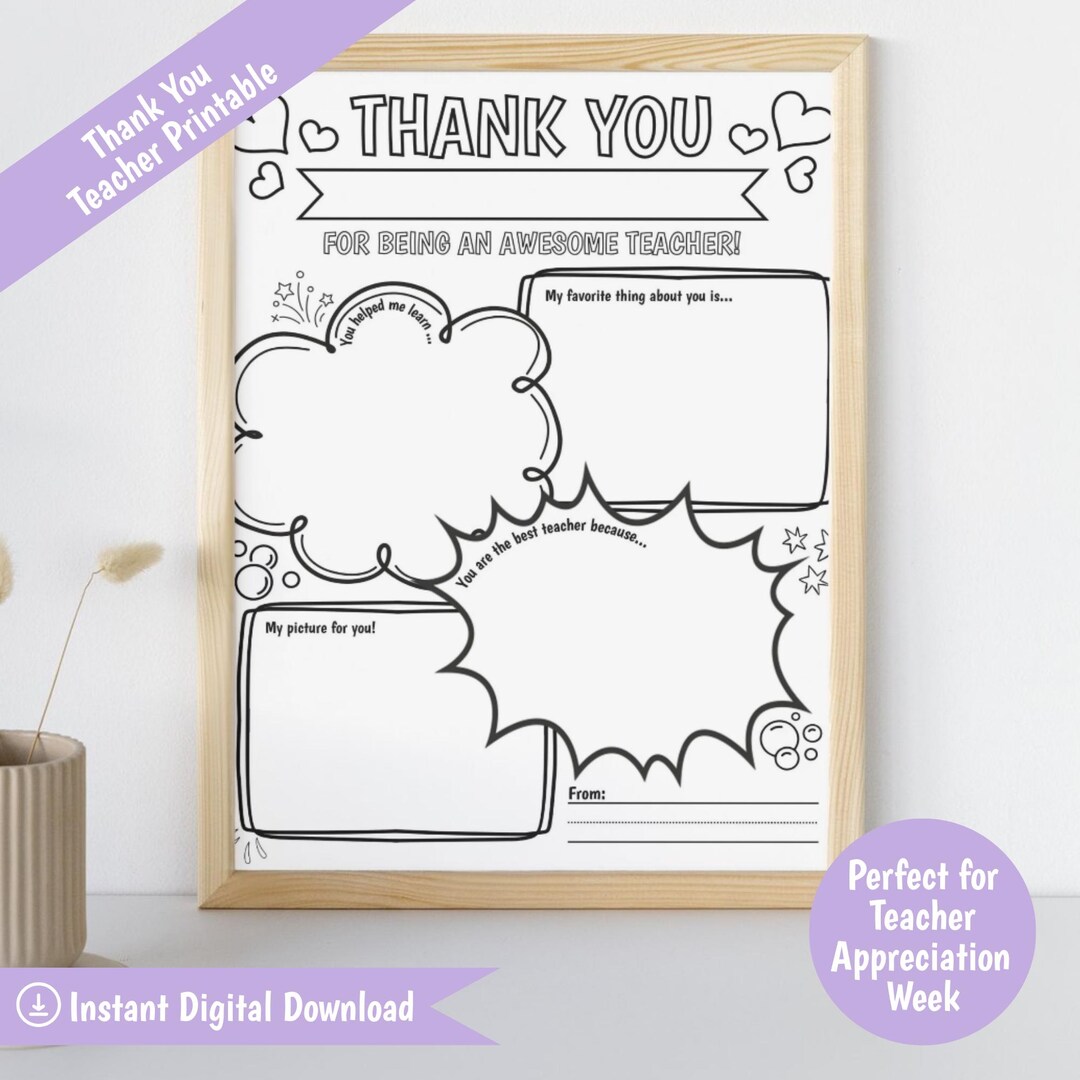 Teacher Appreciation Week Printable | Thank You Teacher Gift From Kids ...