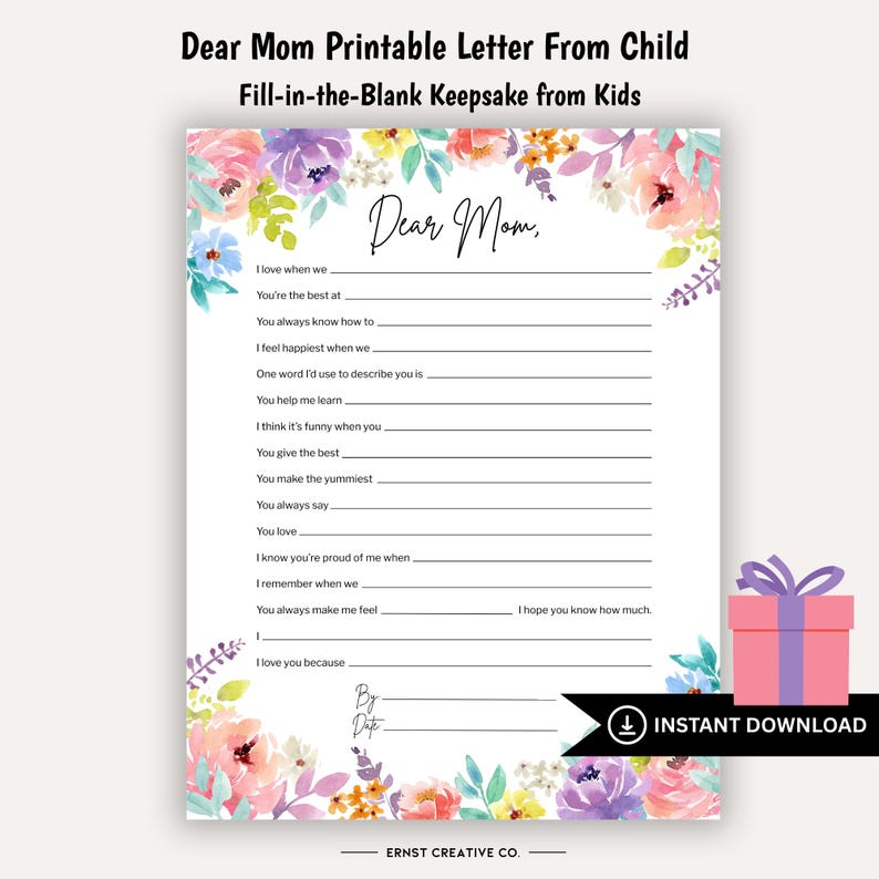 All About My Mom Printable Mothers Day Gift Idea | About My Mom ...