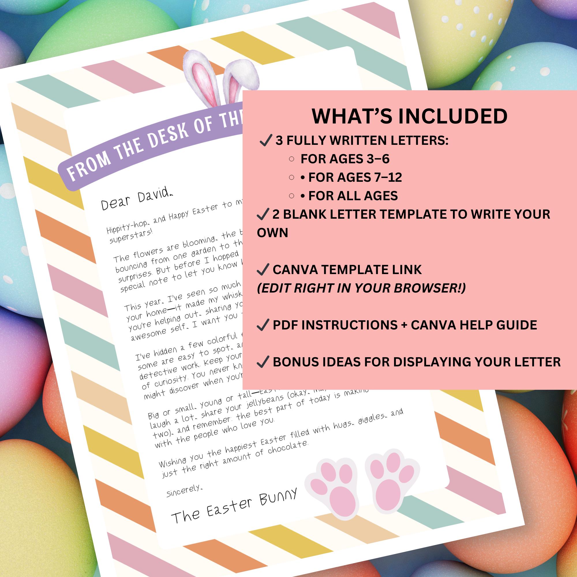 Editable Easter Bunny Letter Printable | Personalized Easter Bunny Note ...