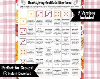 Thanksgiving Gratitude Dice Game | Printable Thanksgiving Family ...