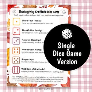 Thanksgiving Gratitude Dice Game | Printable Thanksgiving Family ...
