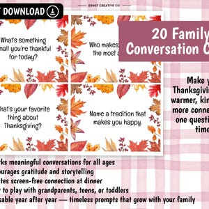 100 Printable Gratitude Conversation Cards | 30 Days of Thanks | Family ...