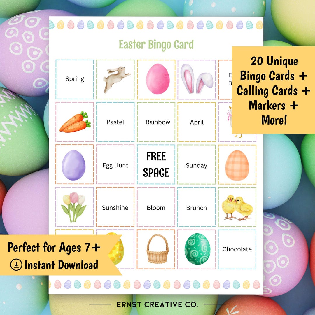 20 Easter Bingo Cards Printable Game for Kids | Easter Bingo Boards ...