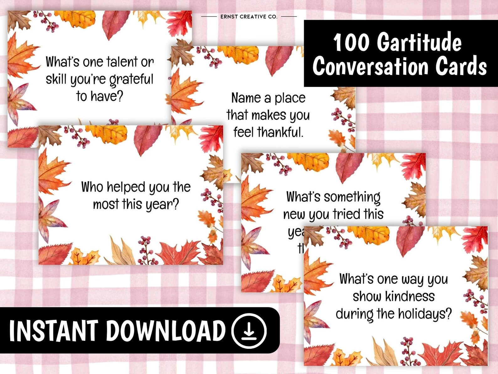 100 Printable Gratitude Conversation Cards | 30 Days of Thanks | Family ...