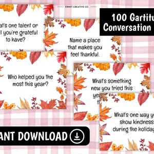100 Printable Gratitude Conversation Cards | 30 Days of Thanks | Family ...
