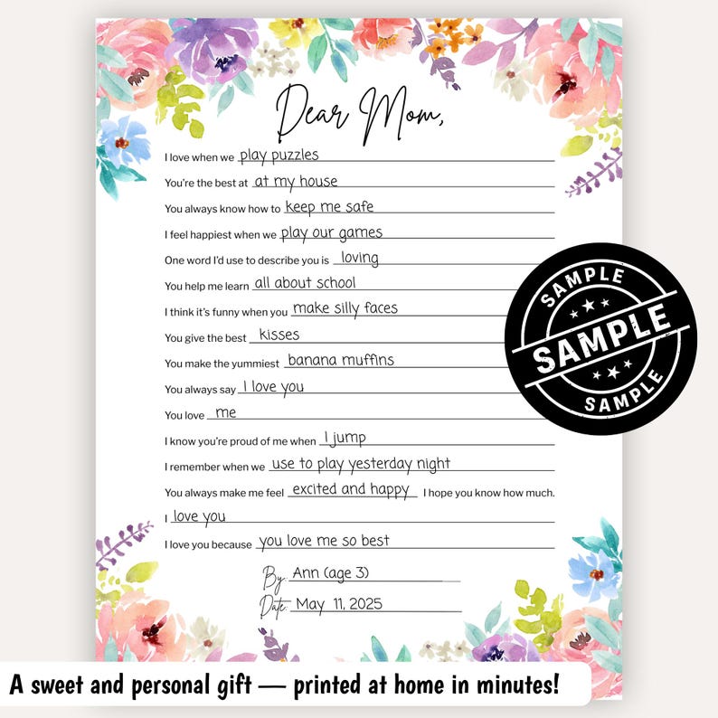 All About My Mom Printable Mothers Day Gift Idea | About My Mom ...