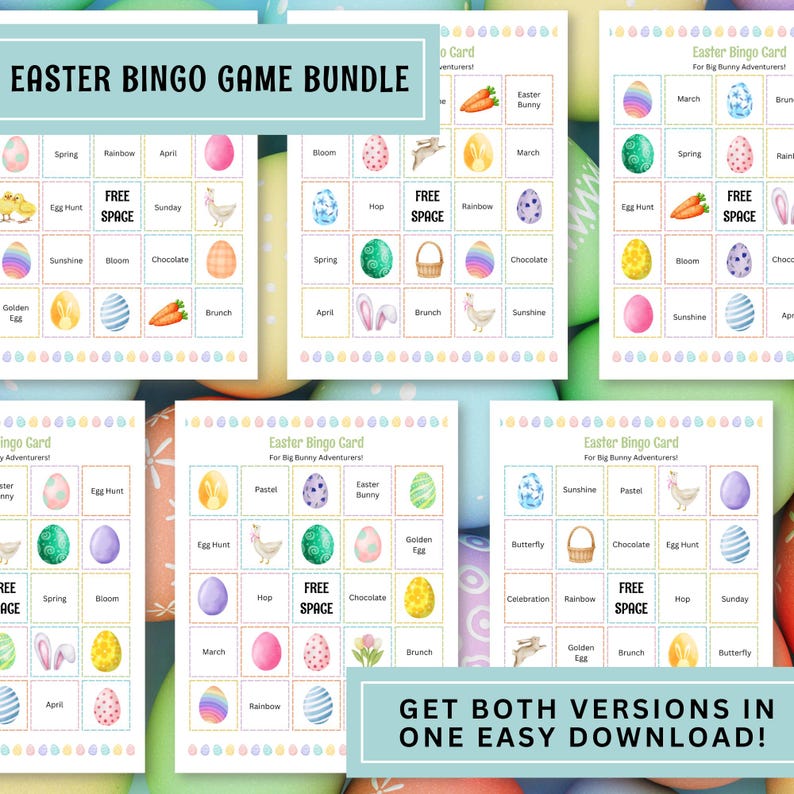 40 Easter Bingo Cards Printable Game | Easter Bingo Boards Activity for ...