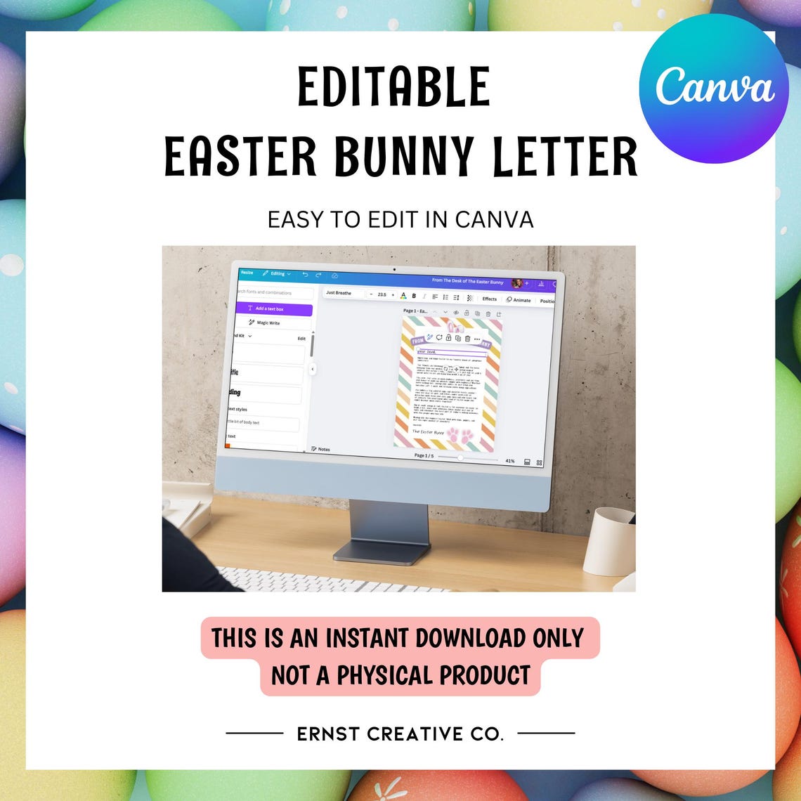 Editable Easter Bunny Letter Printable | Personalized Easter Bunny Note ...