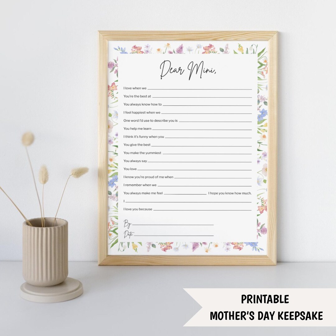All About My Mimi Printable Mother’s Day Gift From Kids | Fill in the ...