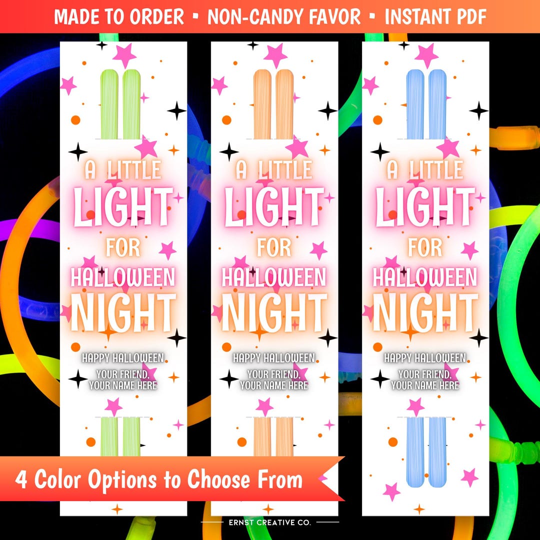 Personalized Halloween Glow Stick Tags | Made to Order | A Little Light ...