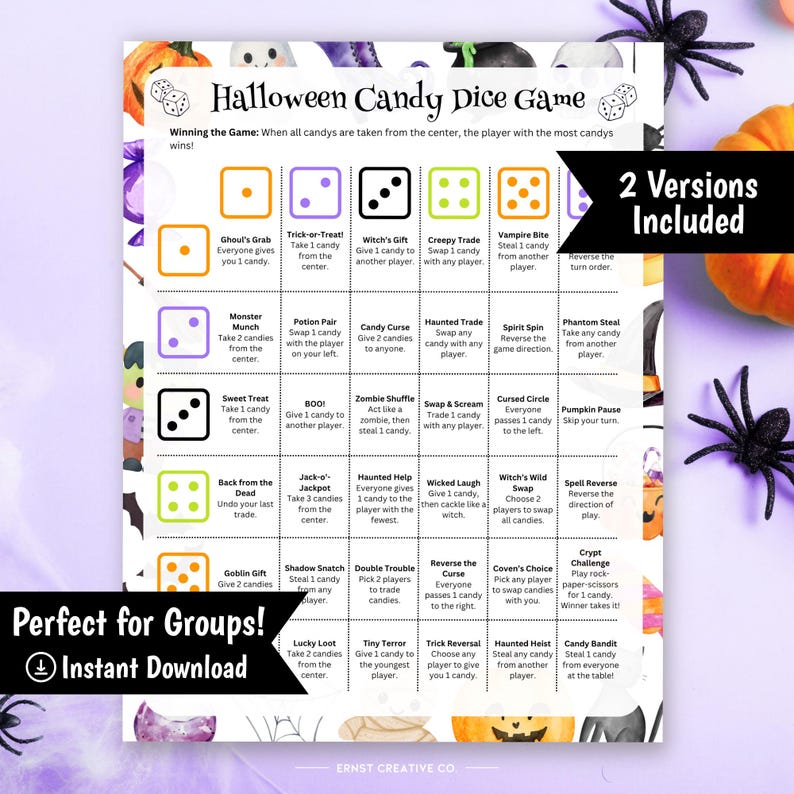 Halloween Candy Dice Game | Printable Halloween Party Game for Kids ...