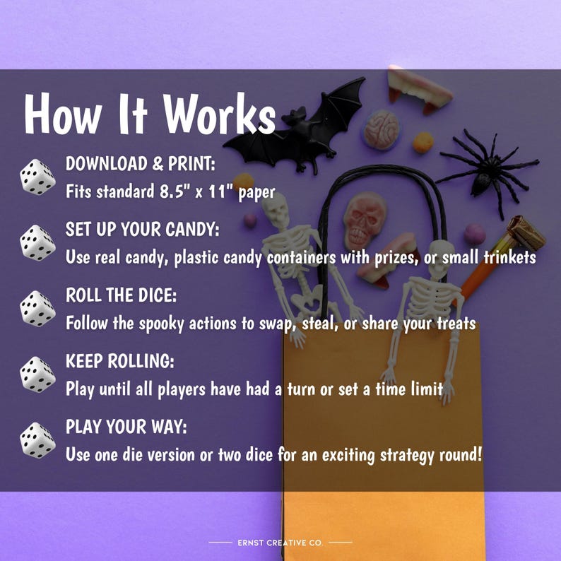 Halloween Candy Dice Game | Halloween Party Game Printable | Candy ...