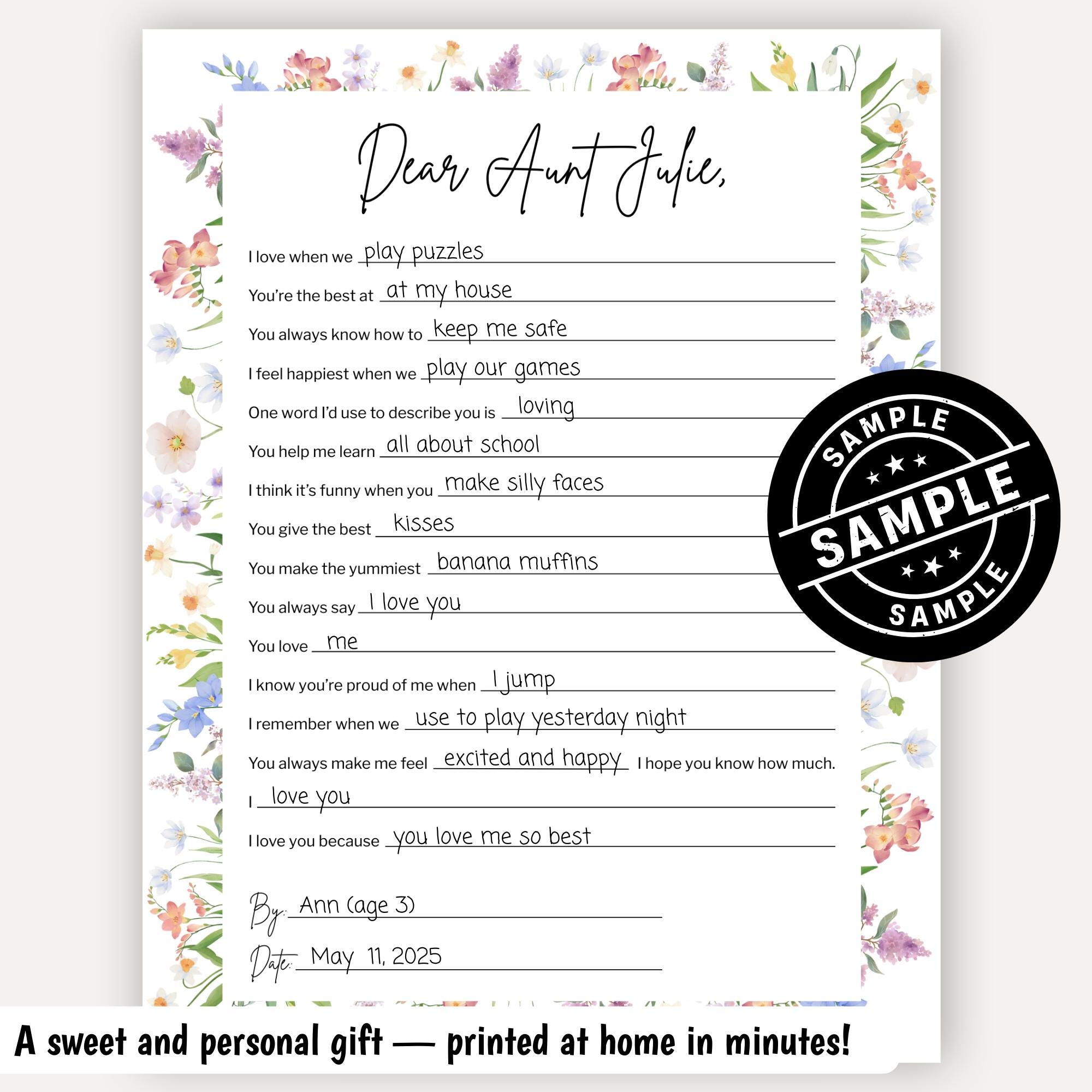Custom Mother’s Day Letter From Kids | Canva Template | Editable Fill ...