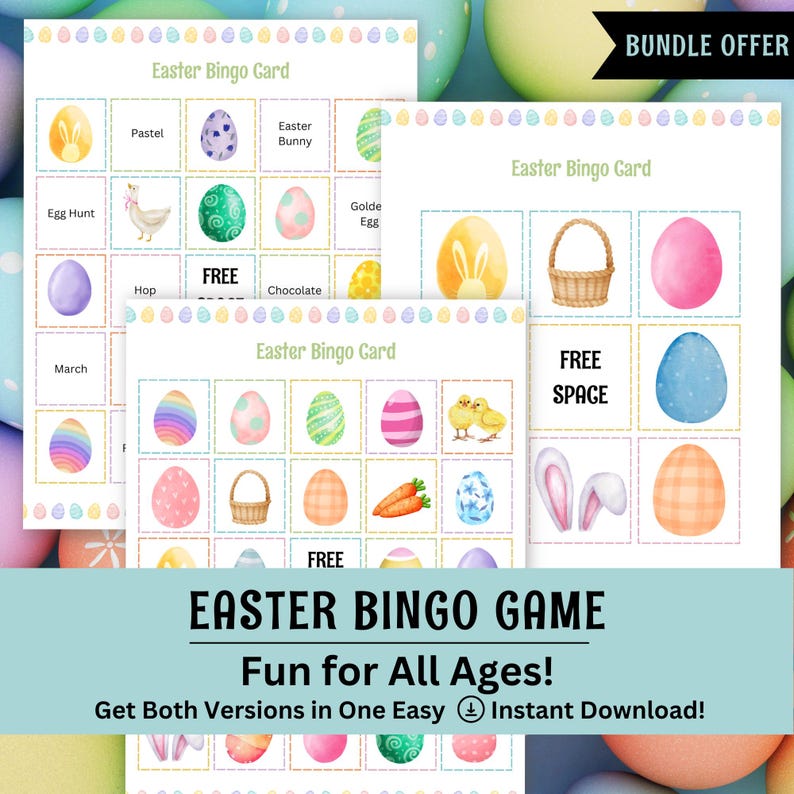 40 Easter Bingo Cards Printable Game | Easter Bingo Boards Activity for ...
