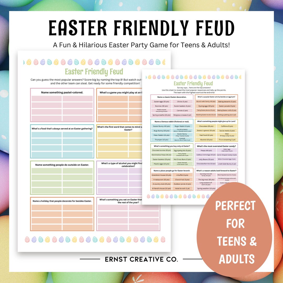 Easter Friendly Feud | Easter Trivia Feud Game | Easter Party Game for ...