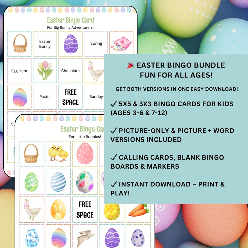 40 Easter Bingo Cards Printable Game | Easter Bingo Boards Activity for ...