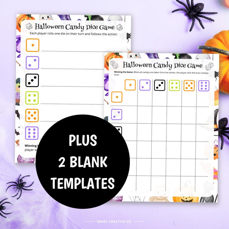 Halloween Candy Dice Game | Printable Halloween Party Game for Kids ...
