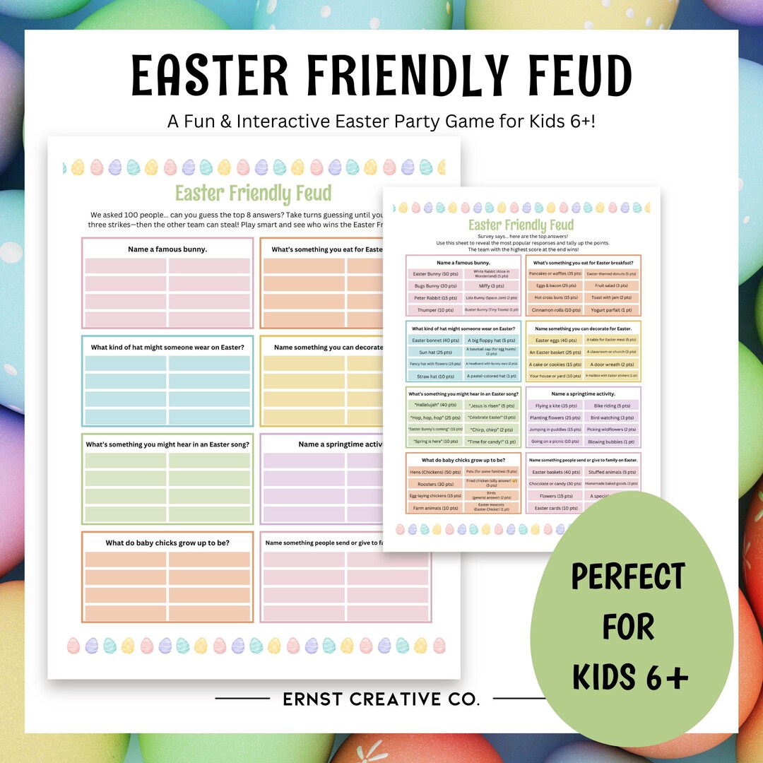 Easter Friendly Feud Game | Easter Family Feud Printable | Easter ...
