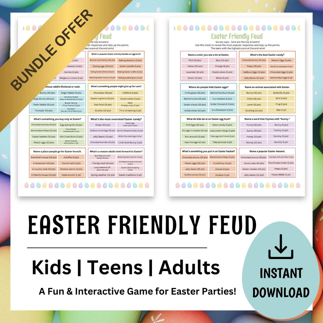 Easter Friendly Feud Bundle | Family Feud Easter Game | Printable ...