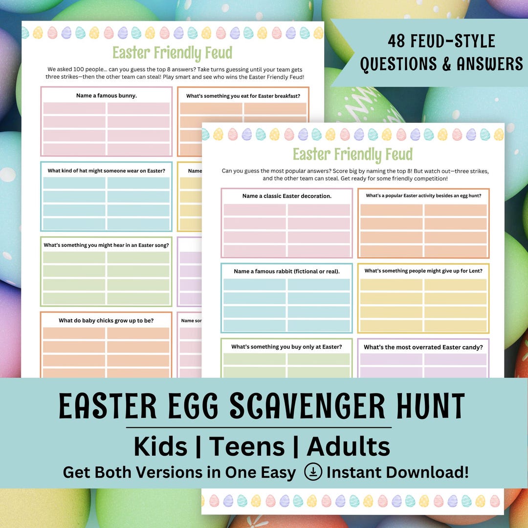 Easter Friendly Feud Bundle | Family Feud Easter Game | Printable ...