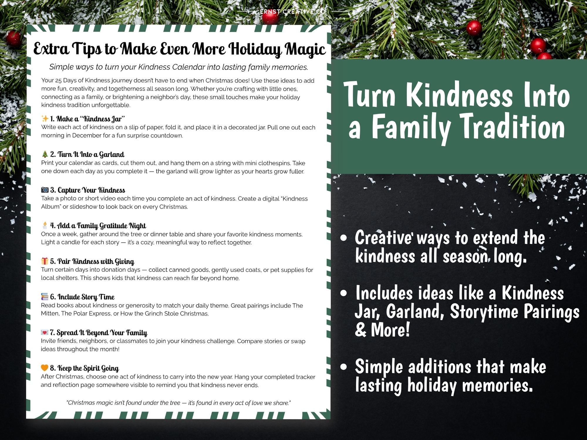 Holiday Kindness Advent Activity Printable, 25 Days of Kindness ...