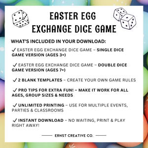 Easter Egg Exchange Dice Game | Printable Easter Game | Easter Party ...