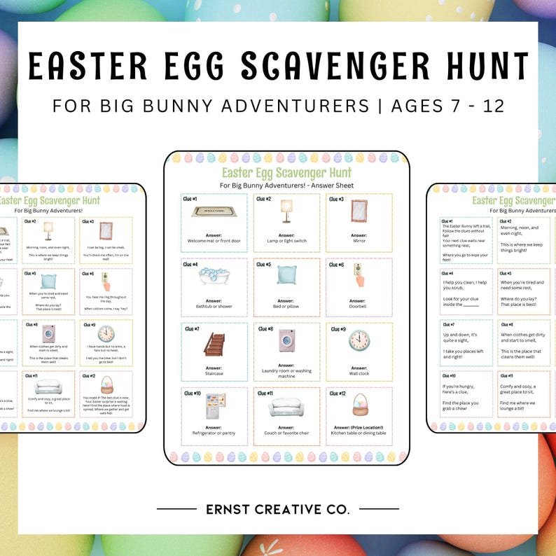 Easter Scavenger Hunt | Indoor Easter Egg Treasure Hunt | Easter Bunny ...