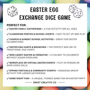 Easter Egg Exchange Dice Game | Printable Easter Game | Easter Party ...
