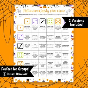 Halloween Candy Dice Game | Halloween Party Game Printable | Candy ...