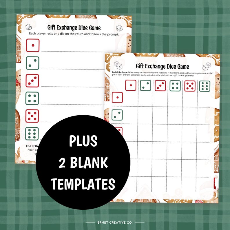 Gingerbread Gift Exchange Dice Game | Christmas Dice Game Printable ...