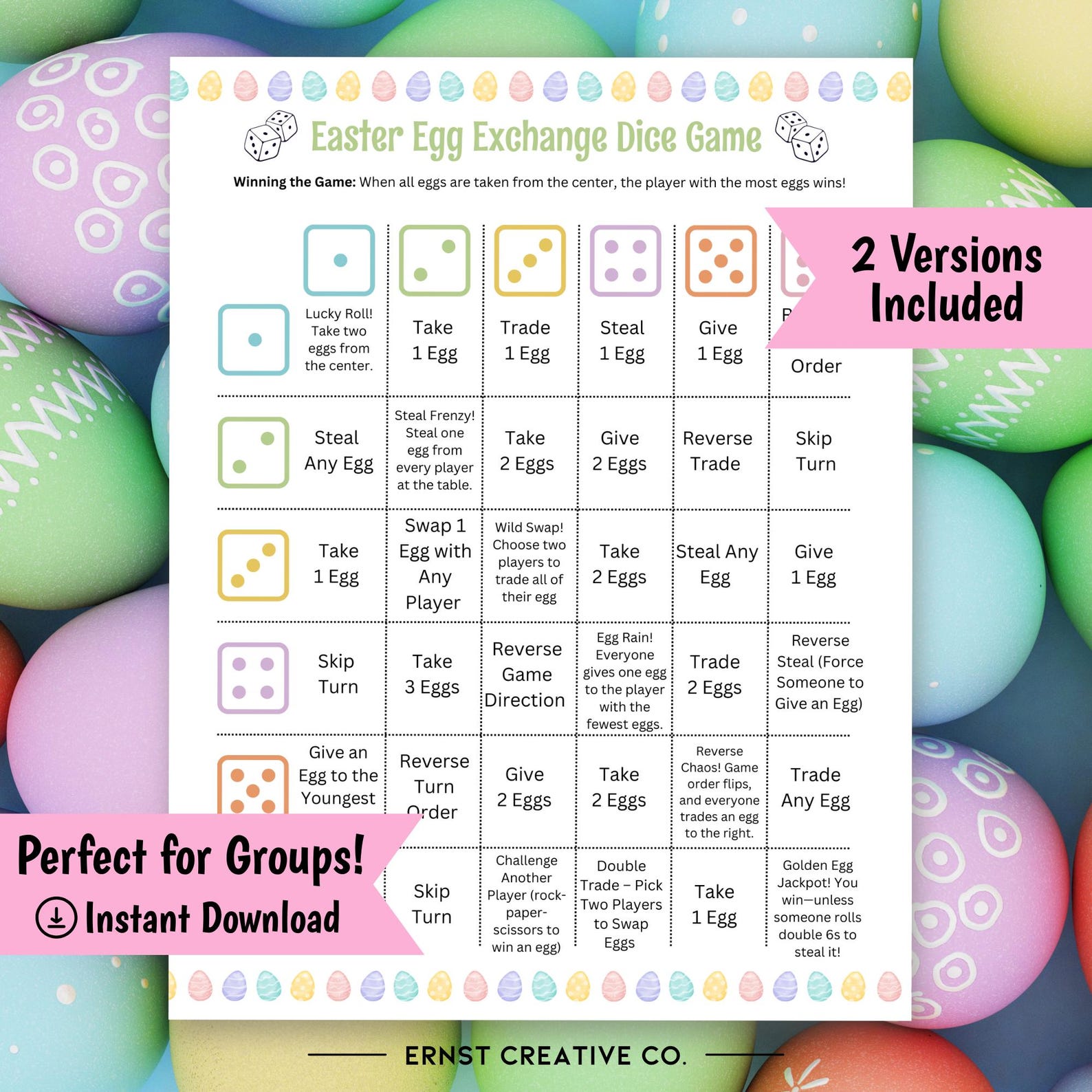 Easter Egg Exchange Dice Game | Printable Easter Game | Easter Party ...