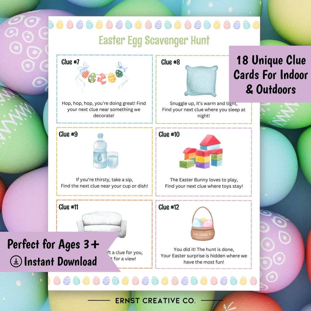 Easter Scavenger Hunt | Easter Egg Hunt | Easter Bunny Clues ...