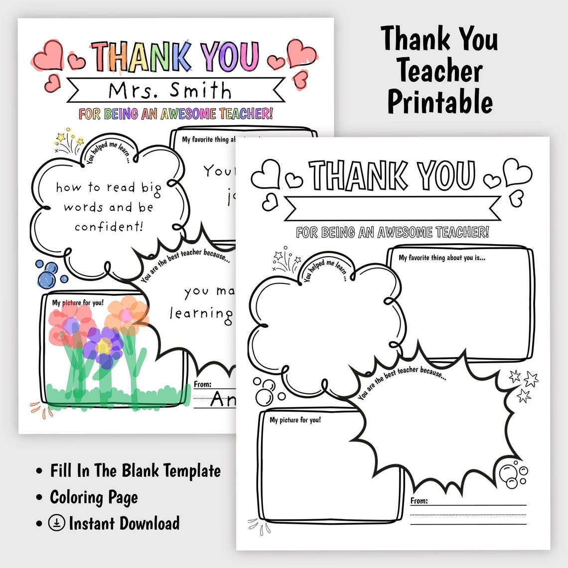 Teacher Appreciation Week Printable | Thank You Teacher Gift From Kids ...