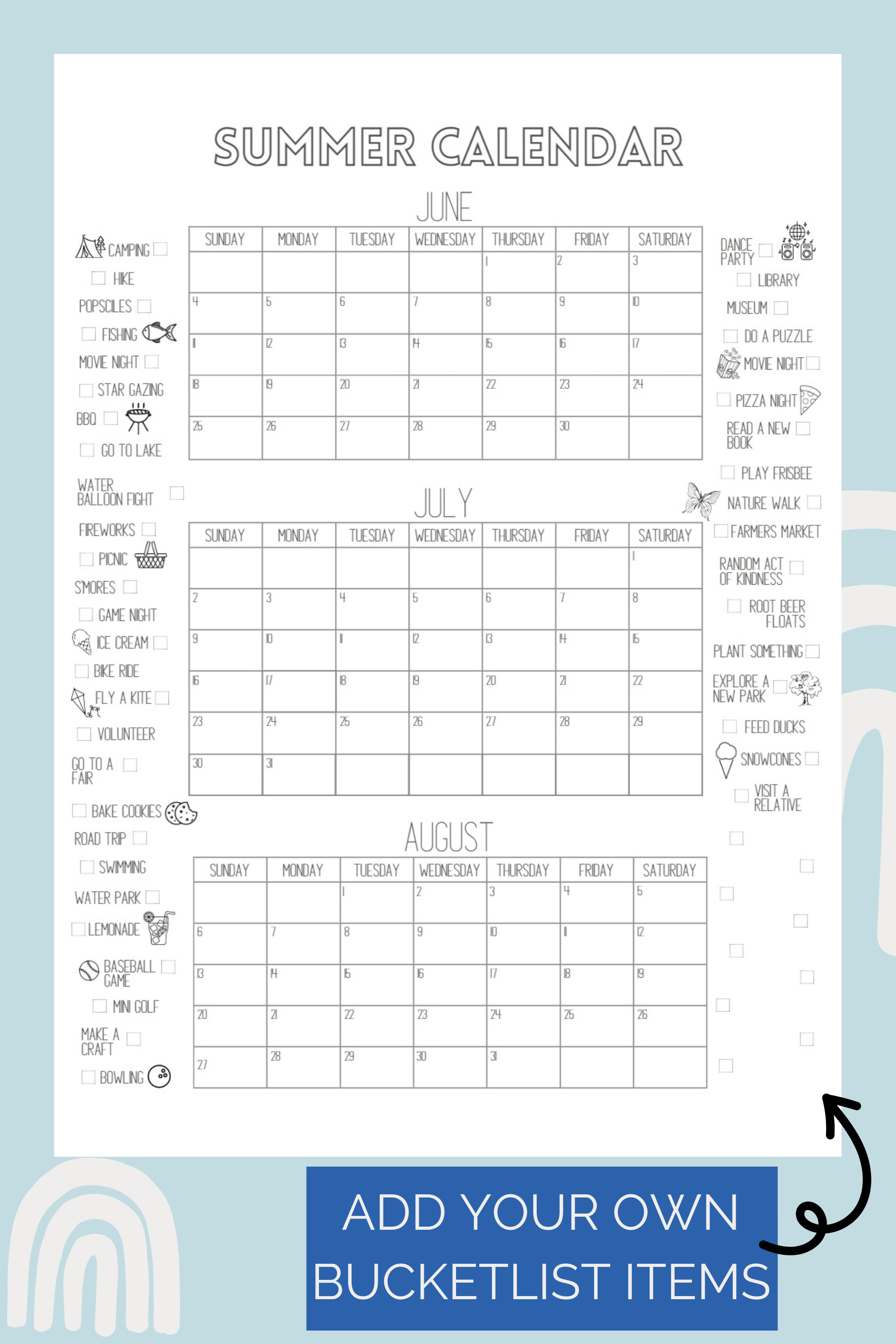 UPDATED 2025 Summer Countdown, Summer Calendar Poster, Summer ...