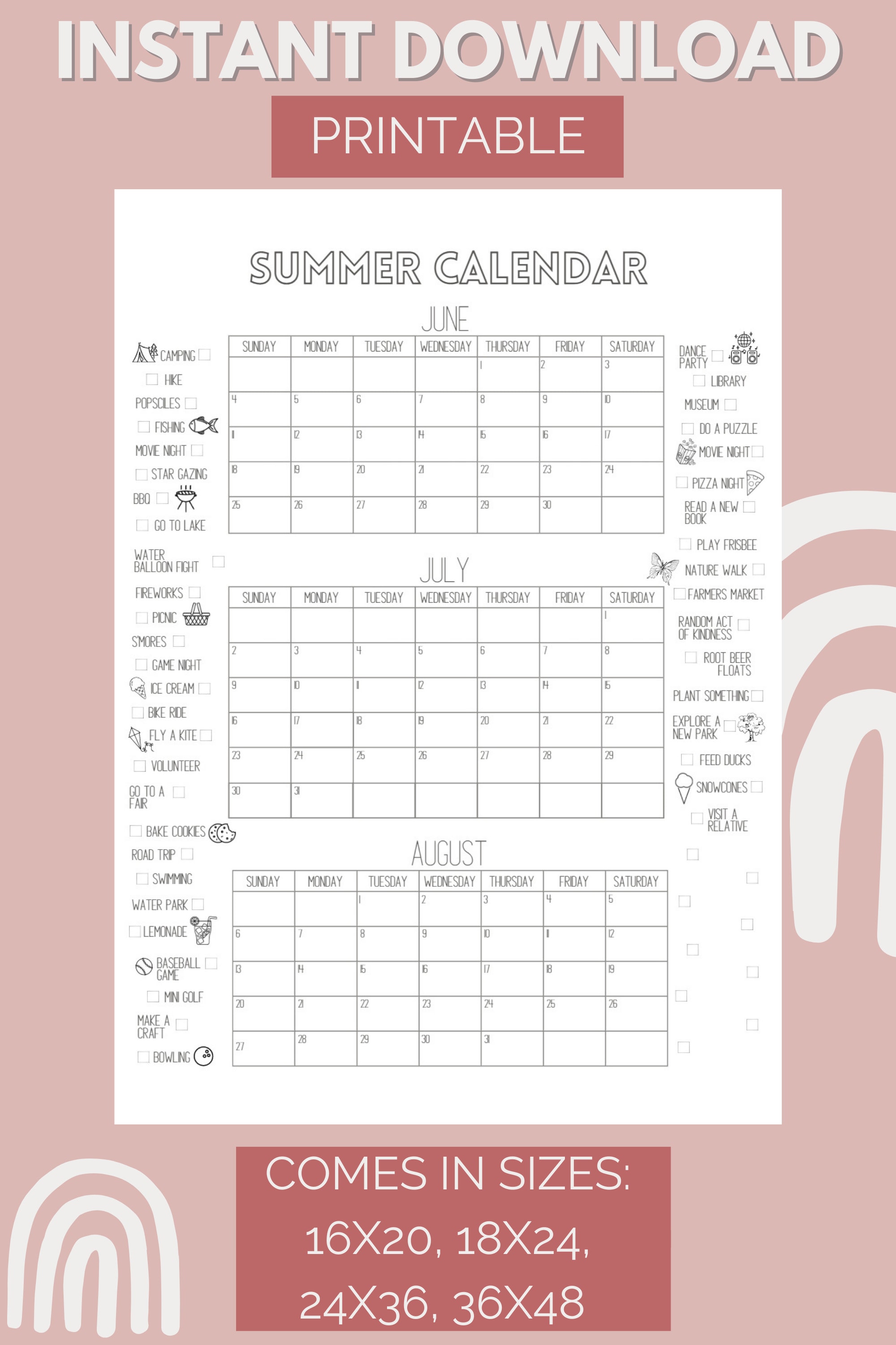 UPDATED 2025 Summer Countdown, Summer Calendar Poster, Summer ...
