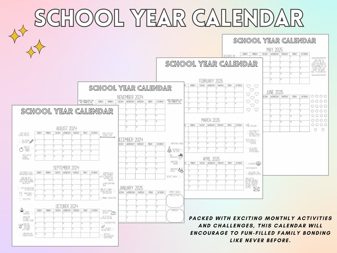 2024/2025 School Year Calendar, Bucketlist, Family Bonding, Check List ...