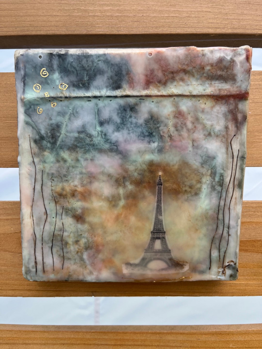 Abstract Original Encaustic Painting, 6”x6”, Abstract Art, Home Decor ...