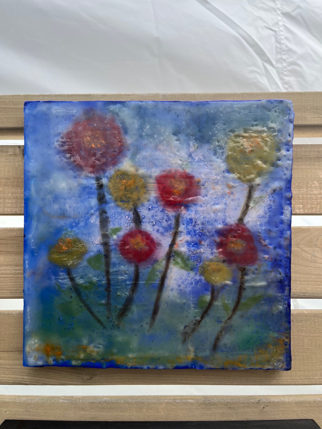 Original Encaustic Painting, 10”x10”, Flower Art, Home Decor - Etsy