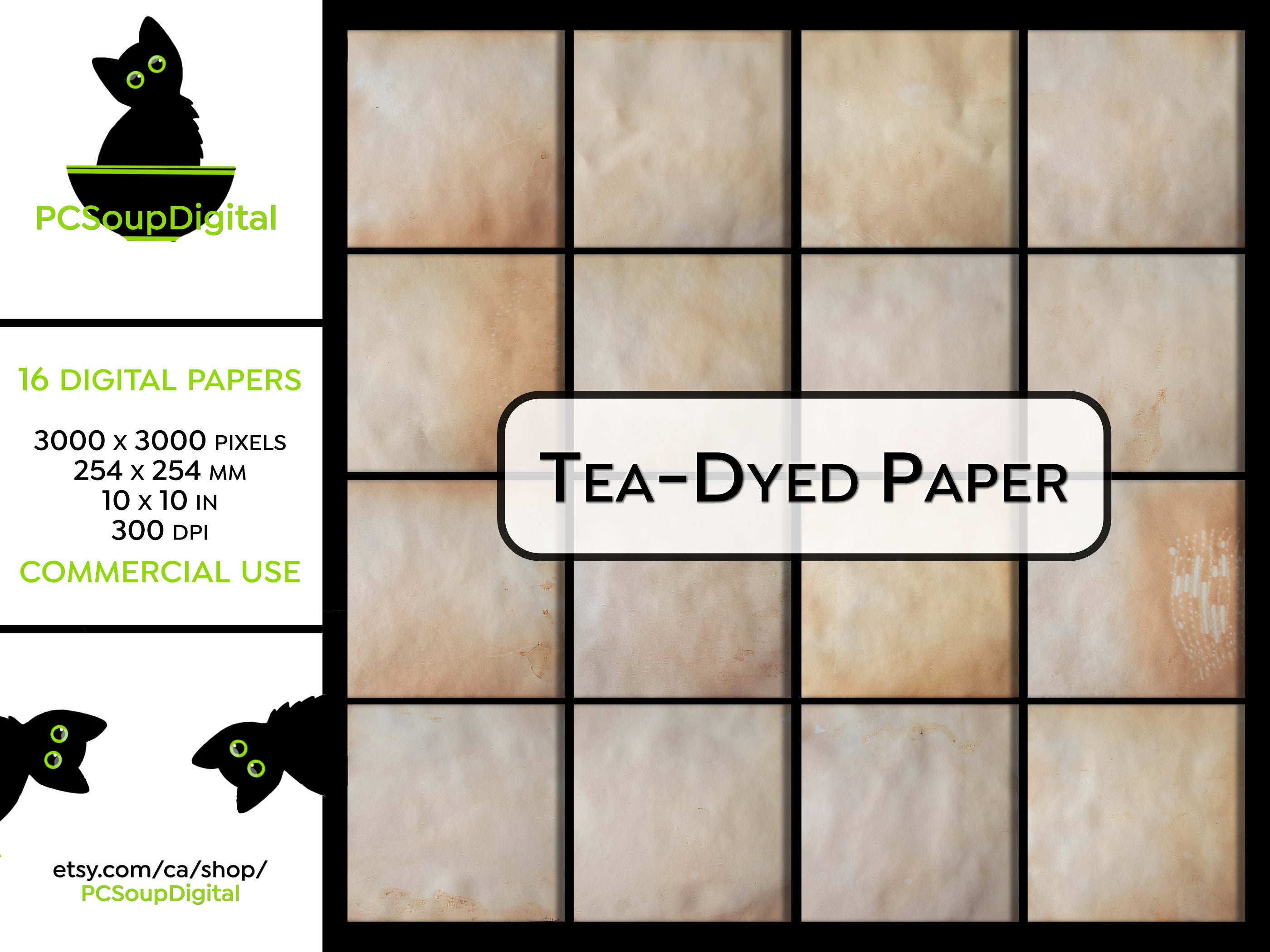 Tea-dyed Digital Paper Printable Scrapbook Paper or Digital - Etsy