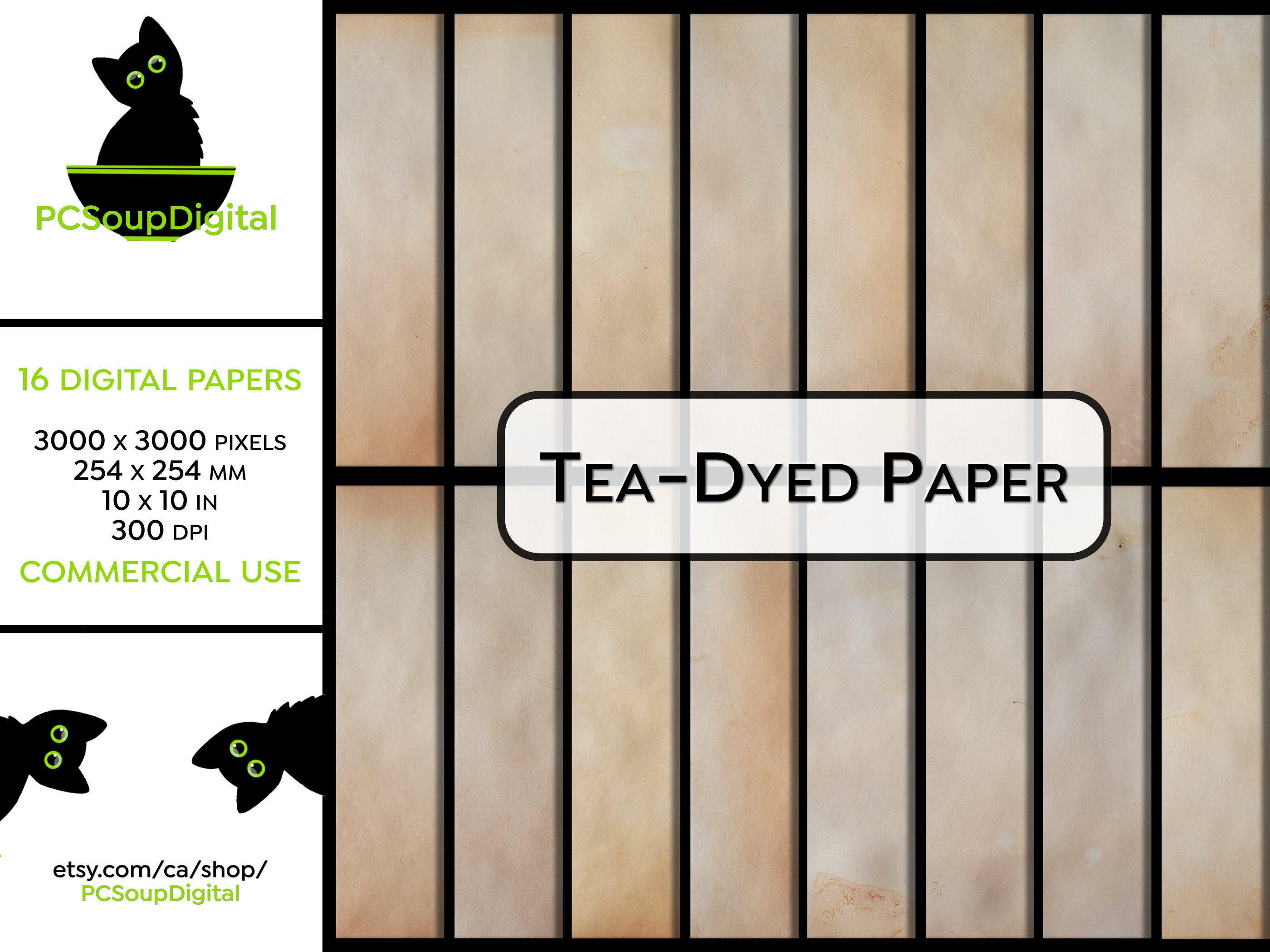 Tea-dyed Digital Paper Printable Scrapbook Paper or Digital - Etsy