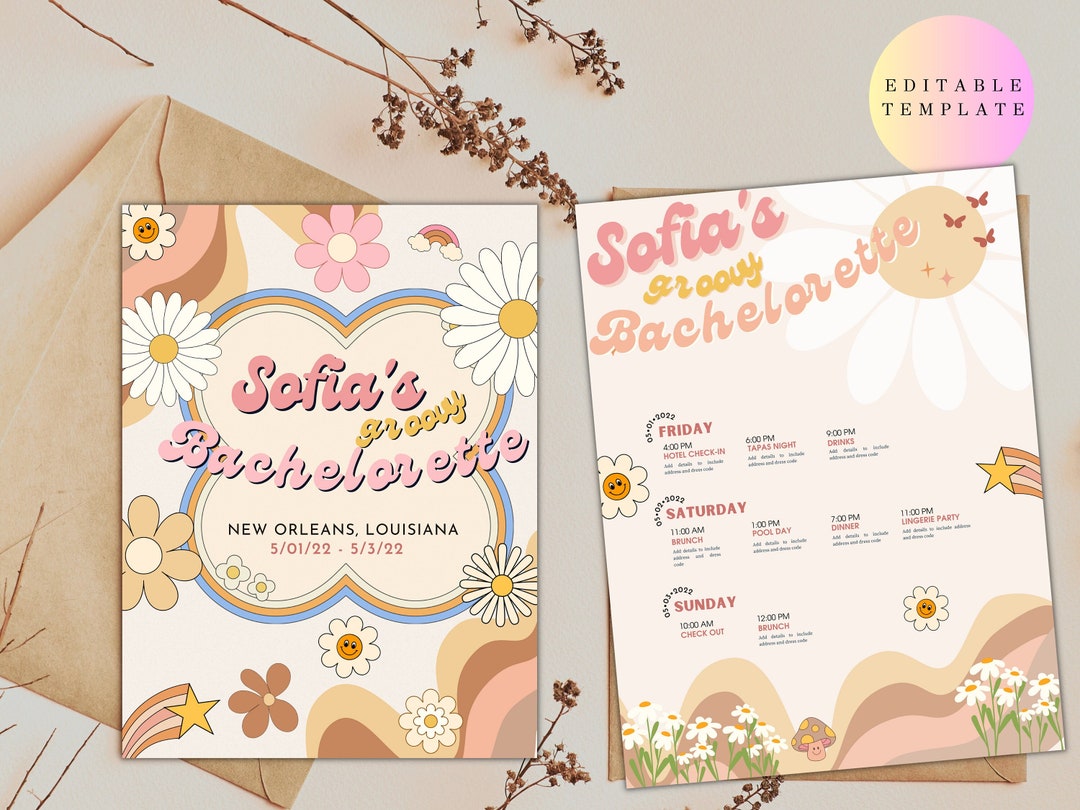 Groovy Bachelorette Weekend Invitation/retro Itinerary/agenda/printable ...