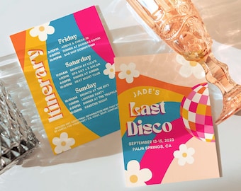 Printable Last Disco Bachelorette Party Invitation and Itinerary ...