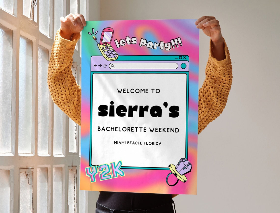 Y2K Bachelorette Party Welcome Sign, Bach to the 90s, Early 2000s Bach ...