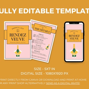 Veuve Before Vows Bachelorette Party Itinerary and Invitation Template ...