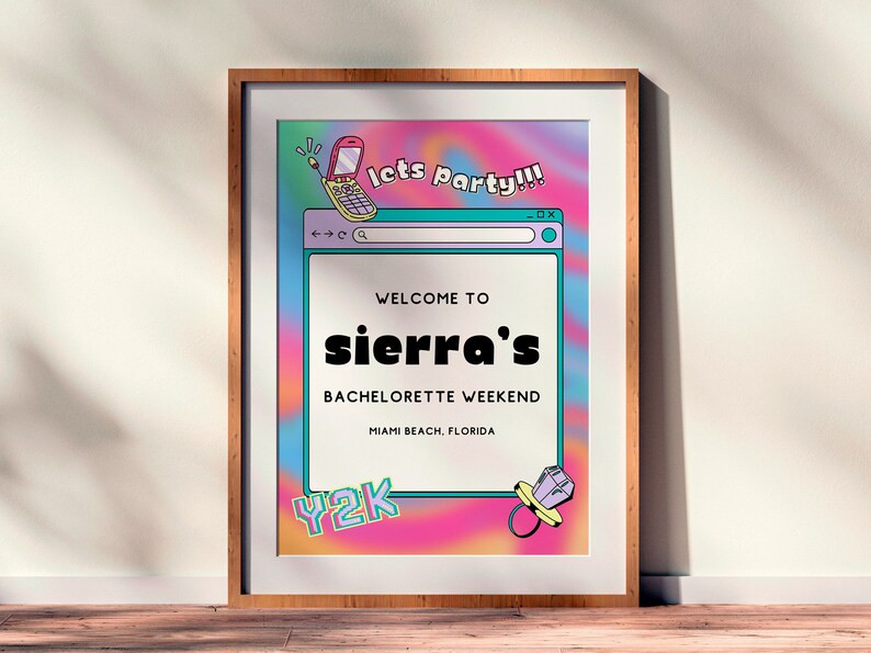 Y2K Bachelorette Party Welcome Sign, Bach to the 90s, Early 2000s Bach ...
