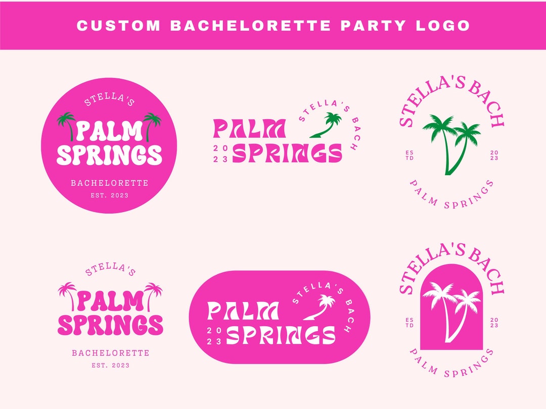 Palm Springs Custom Logo Design for Bachelorette Party, Personalized ...